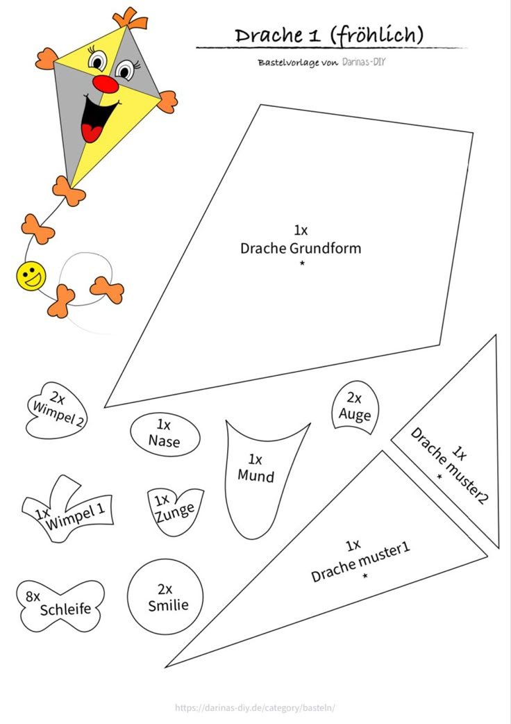 Schablone Drachen Basteln Vorlage Zum Ausdrucken